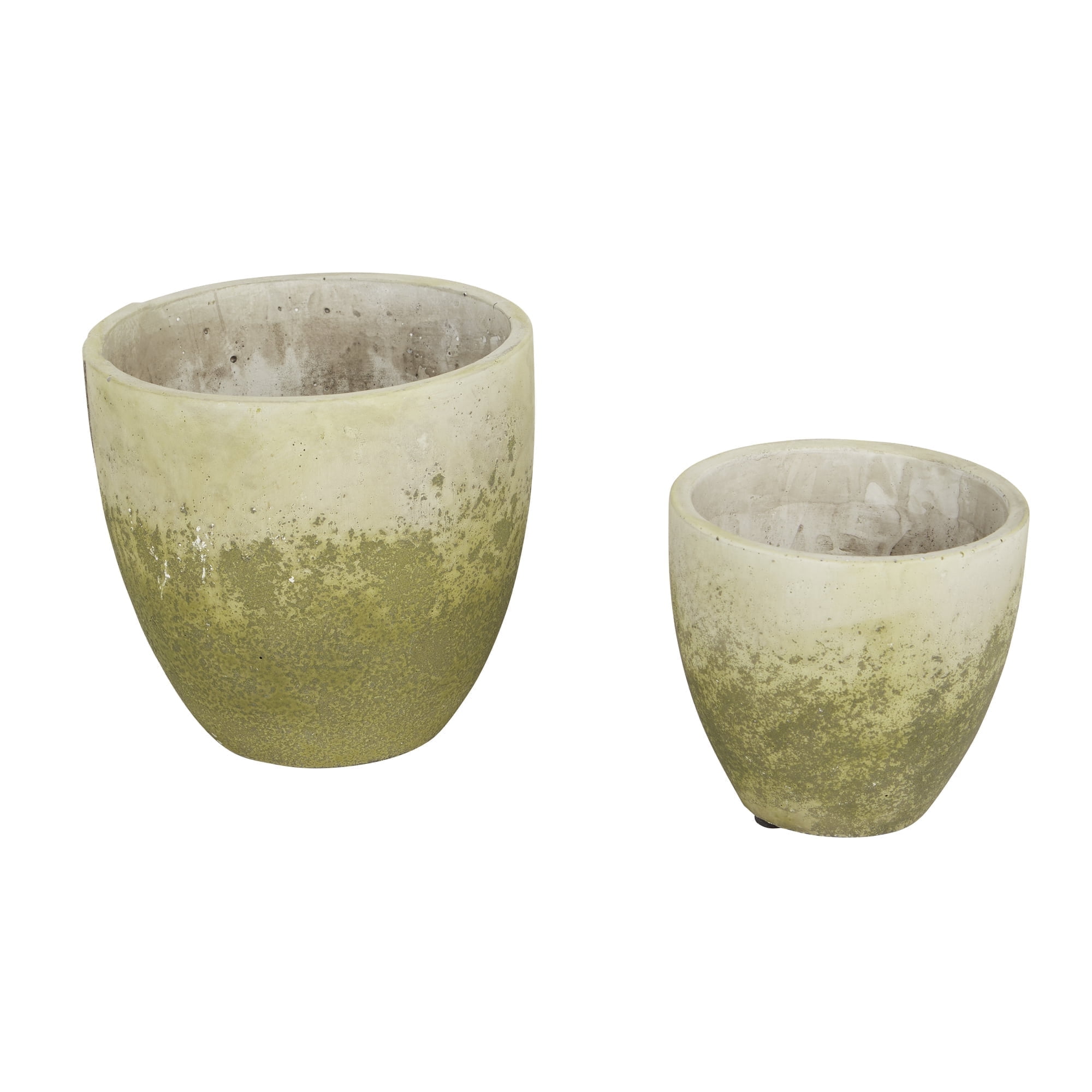 Weathered Cement Flower Pot (Set of 2) Large 6 x 6 x 5.75 and Small 5 x ...