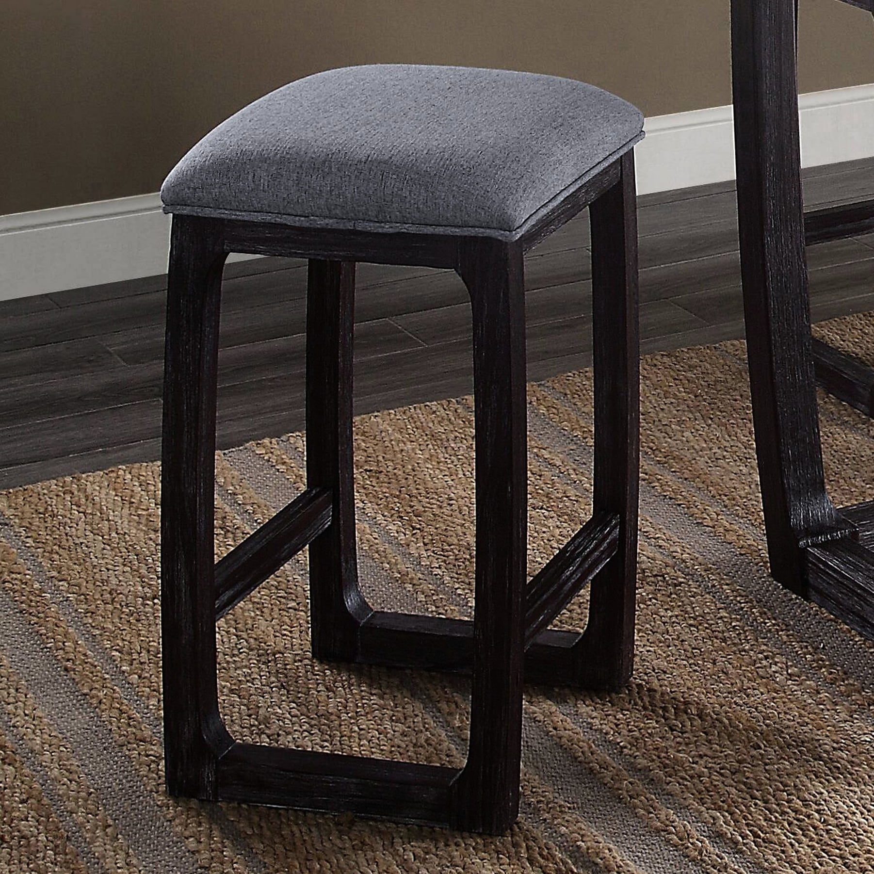 Weathered Counter Stool With Grey Seat Cushion - Bedroom Furniture ...