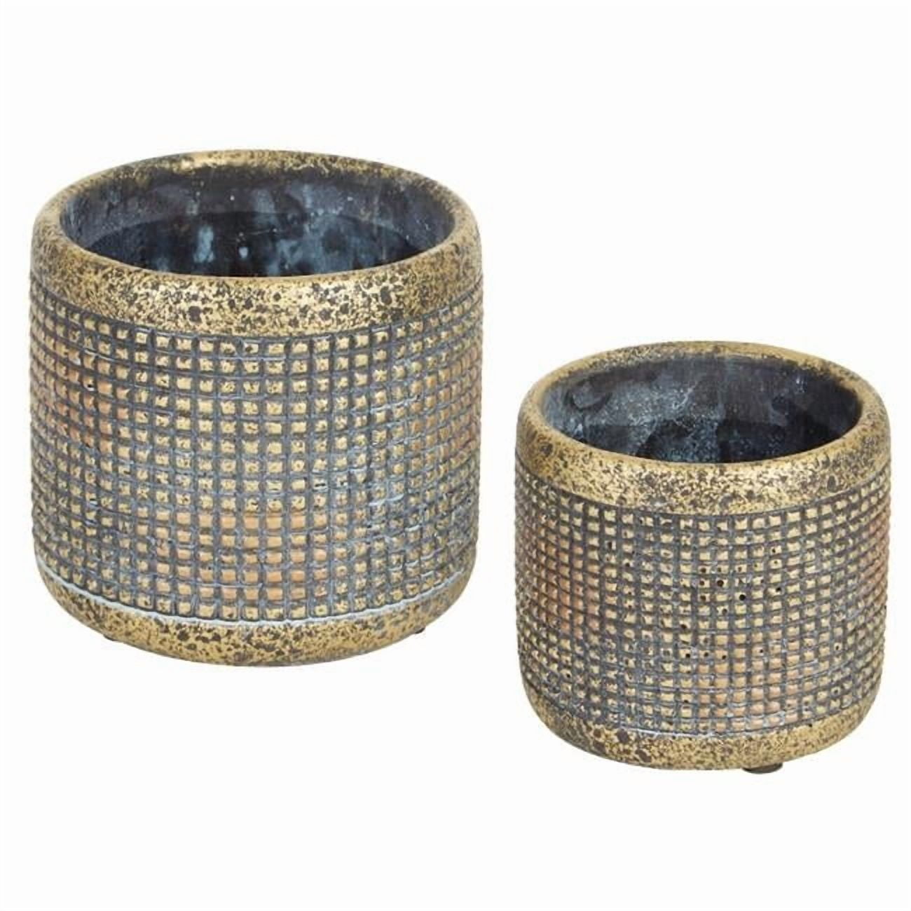 Weathered Gold Metallic Cement Flower Pot Set - Walmart.com