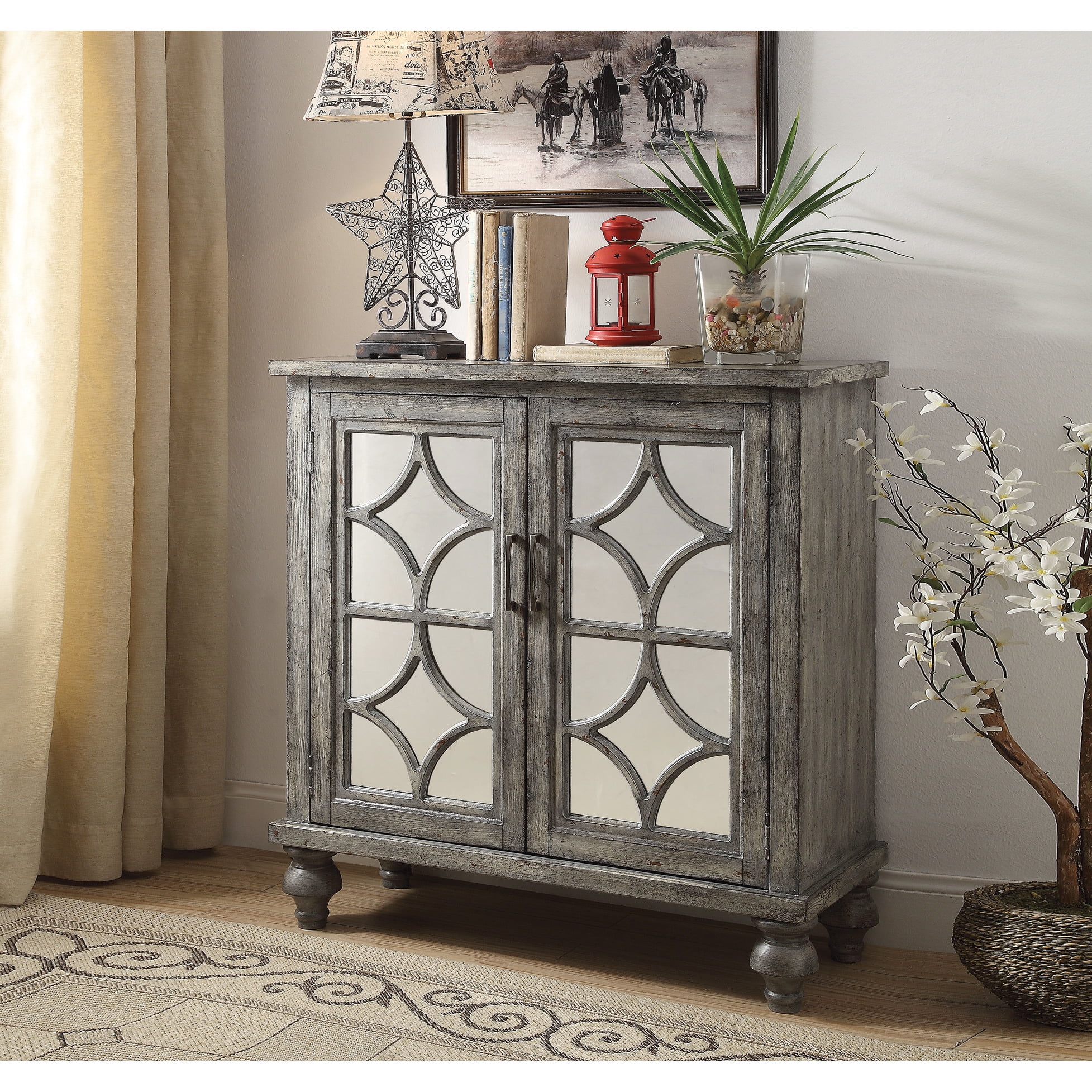 Weathered Gray Console Table - Upgrade Your Interior Mirrored Doors ...