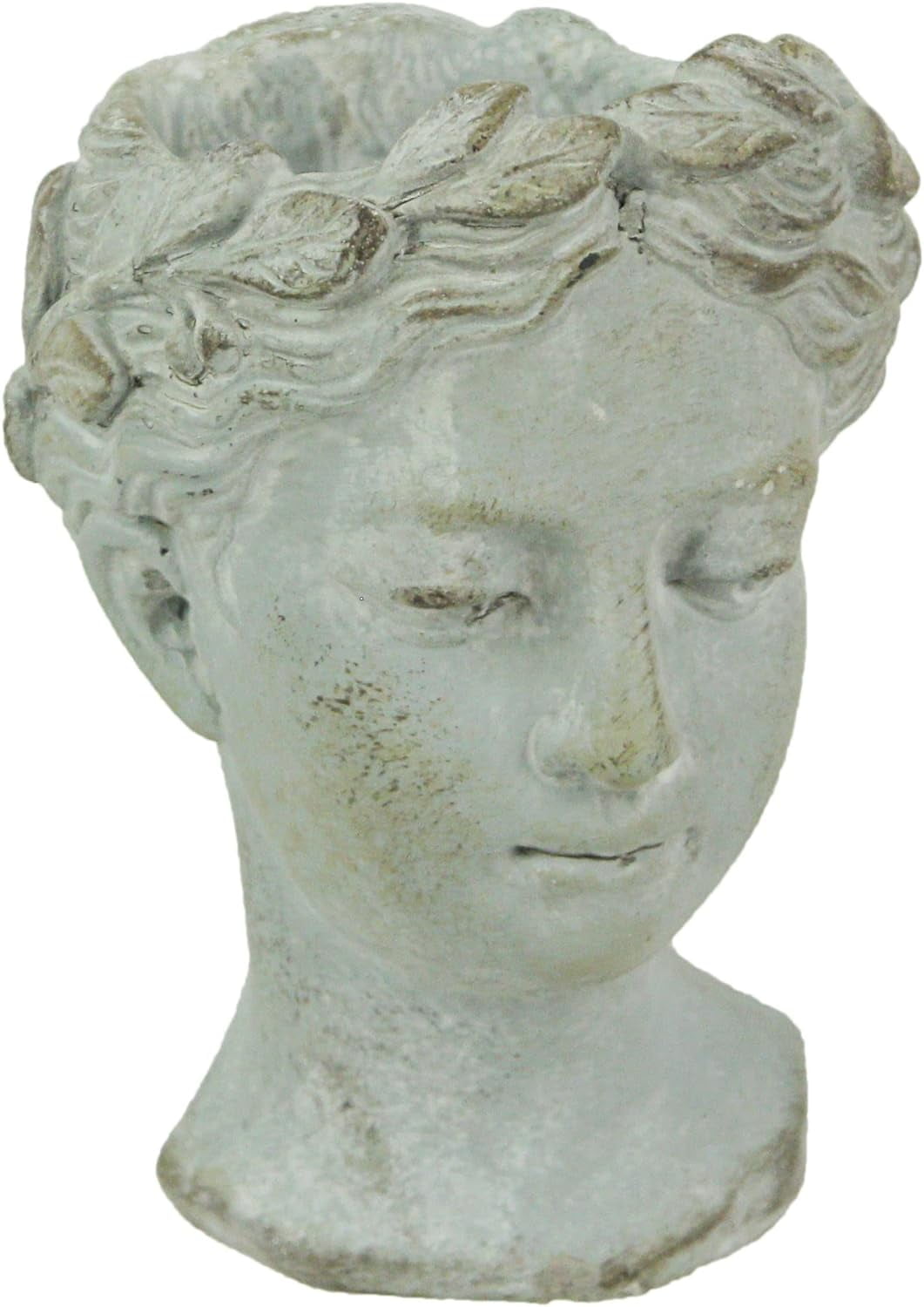 Weathered Gray Greek Lady Statue Wall Mount Cement Head Planter 6 ...