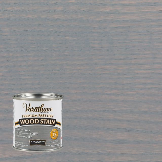 Weathered Gray, Varathane Premium Fast Dry Wood Stain-269398, Half Pint ...