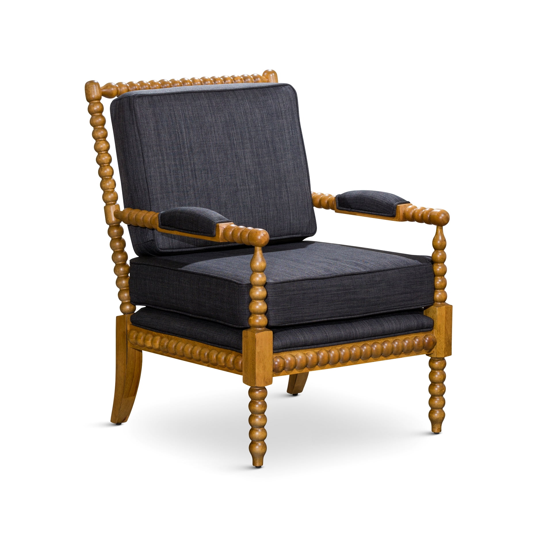 Weathered Oak Charcoal Spindle Chair, Modern Style, Padded ...