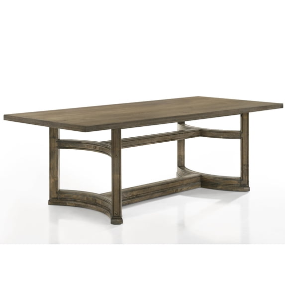 Weathered Oak Finish Table | Robust Fixed Tabletop for Dining | Mix of ...