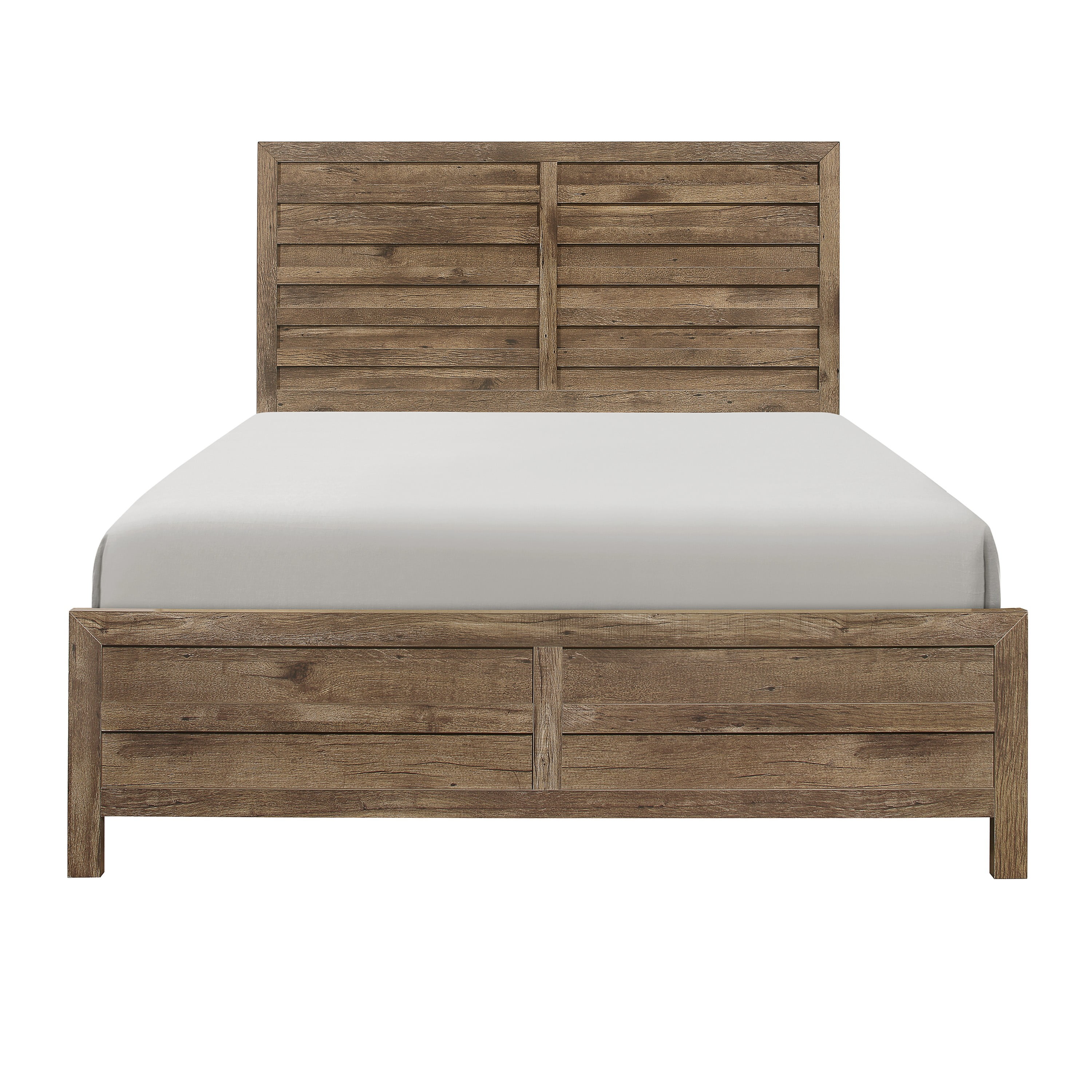 Weathered Pine Finish 1pc Full Bed Modern Line Pattern Rustic Style Wooden Bedroom Furniture ...