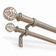 Weathered Wood Double Curtain Rod Set, 36