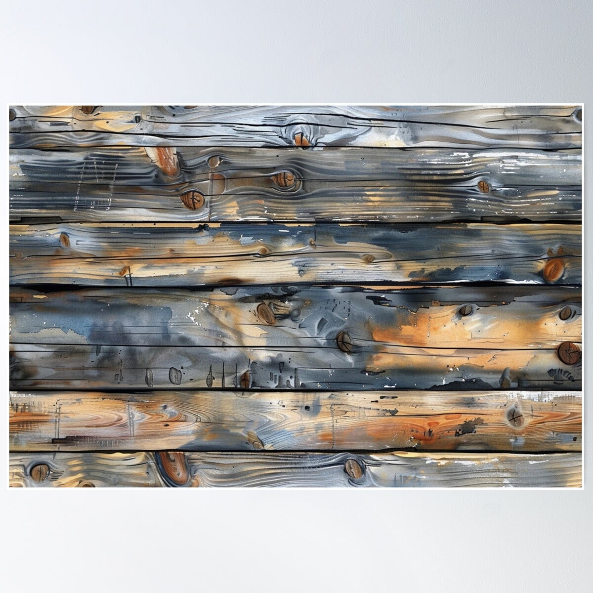 Weathered Wood Plank Horizon Poster Wall Art, Modern Wall Decor For ...