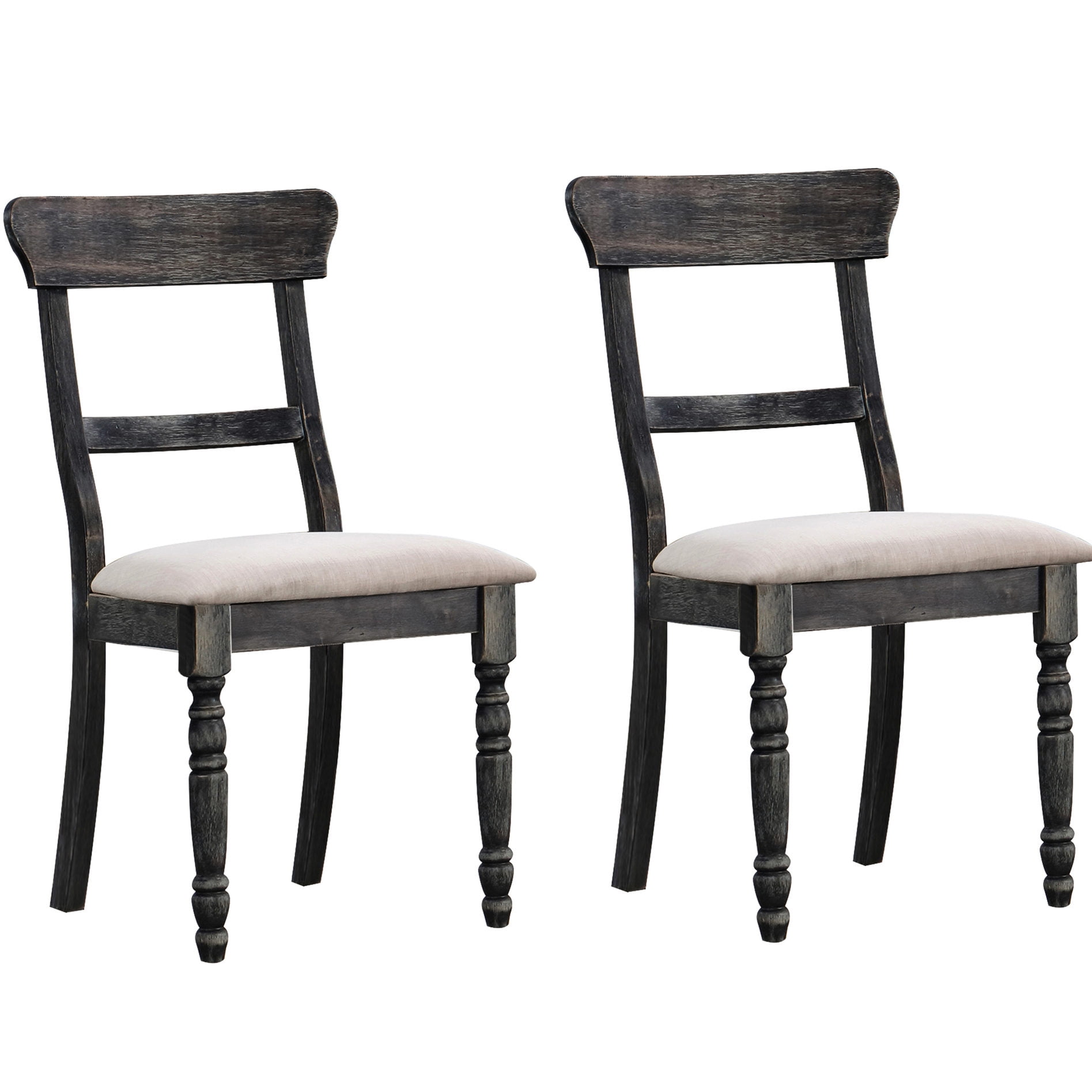 Weathered grey side chairs set of 2 with foam - padded seats for dining ...