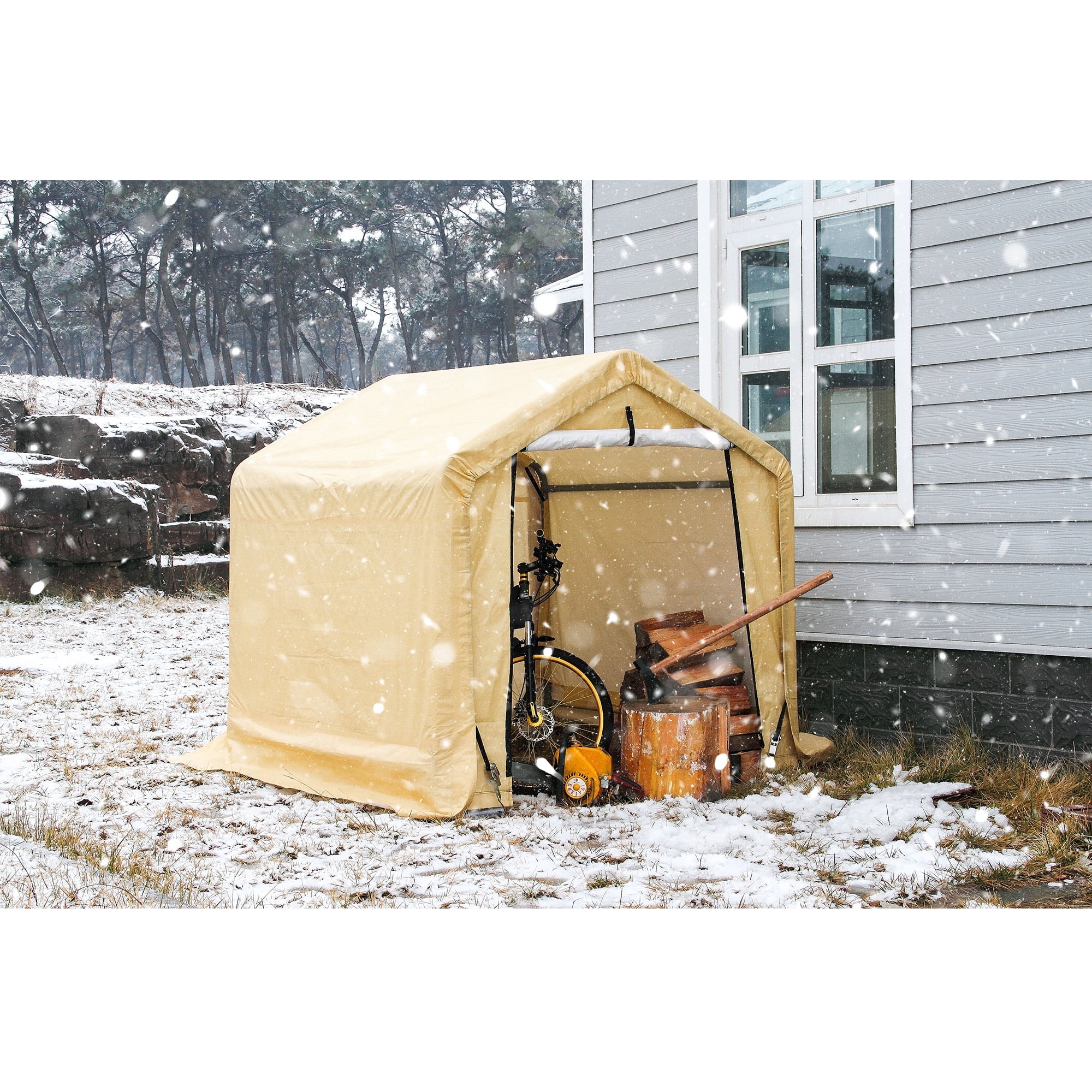 Weatherfast Mobile Tarp Weatherproof Garage, 6'x6'x6' Steel Frame Peak ...