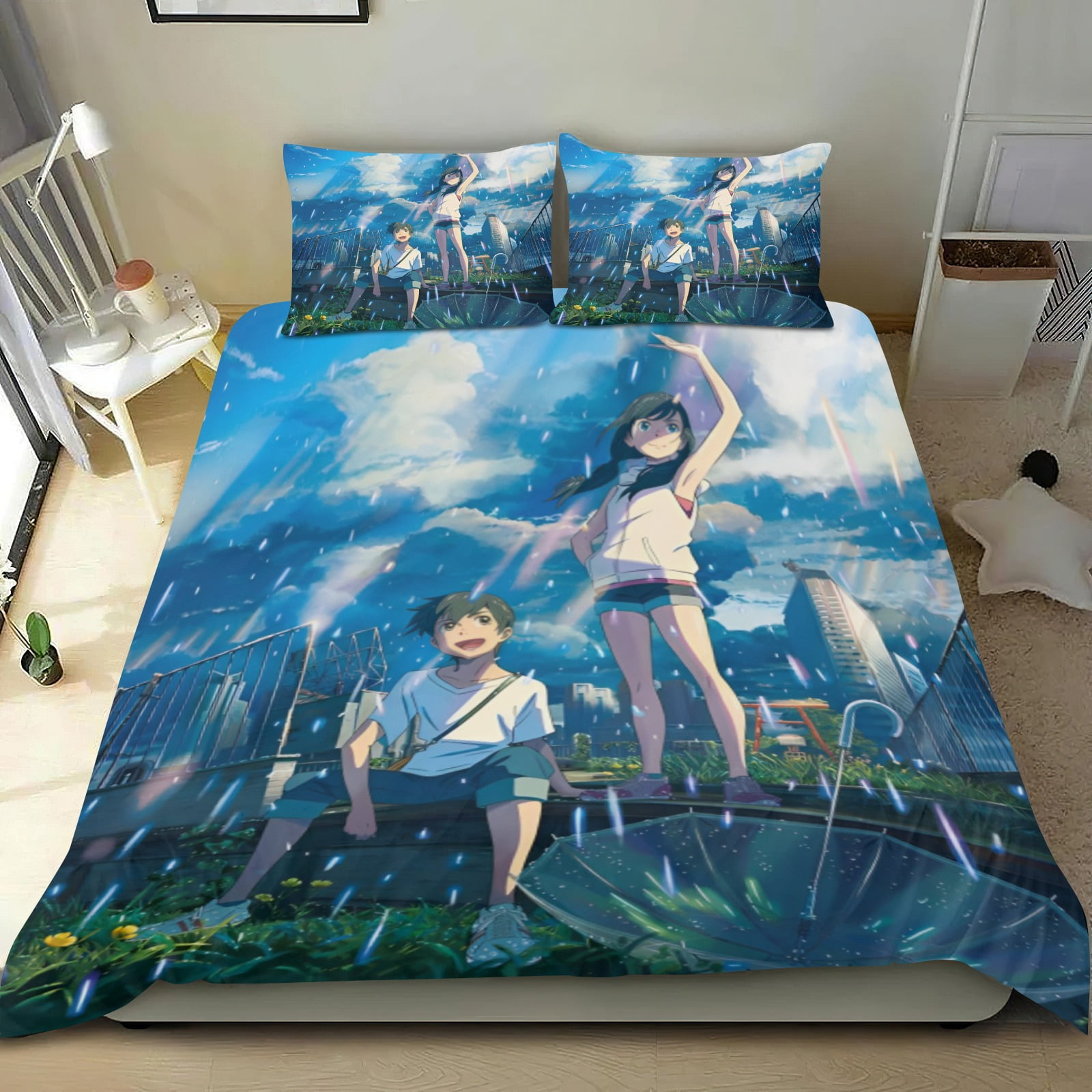 Weathering with You thin bedding set has an iconic print, Perfect for fans, it adds a nostalgic ...