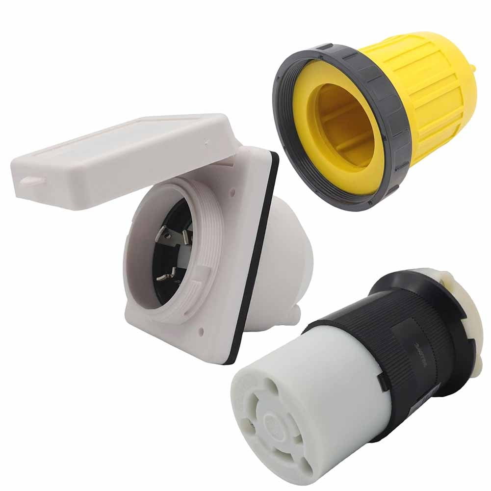 Weatherproof 30 Amp 125V Power Inlet Female Connector for RV and Boats ...