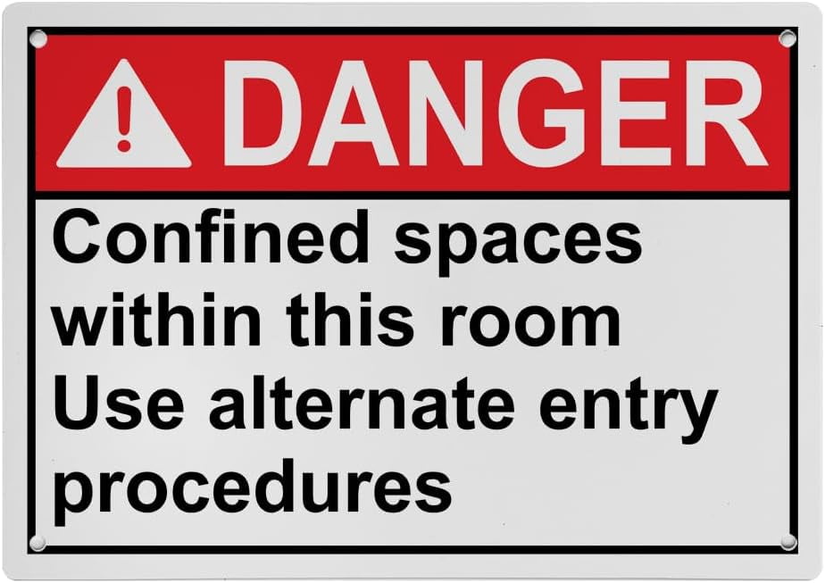 Weatherproof ANSI Confined Space Sign (Confined spaces within this room ...