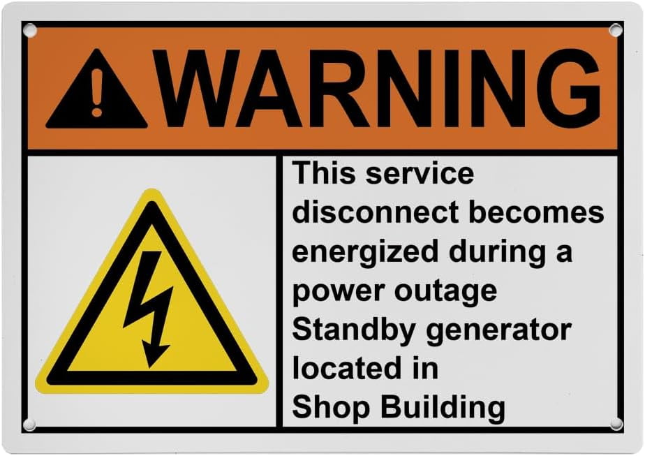 Weatherproof ANSI Electrical Alternative Energy Sign (This service ...