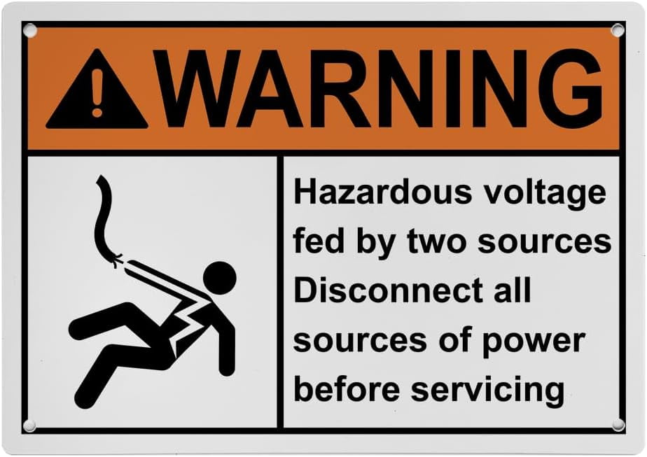 Weatherproof ANSI Electrical High Voltage Sign (Hazardous voltage fed ...