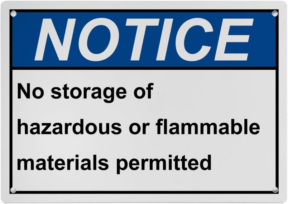 Weatherproof ANSI Hazardous Material Sign (No storage of hazardous or ...
