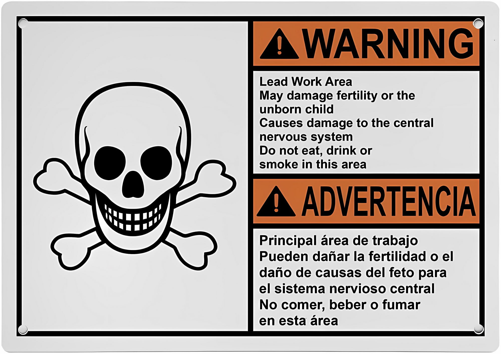 Weatherproof ANSI Lead Sign (POISON No Smoking/Eating/Drinking) - 12×8 ...