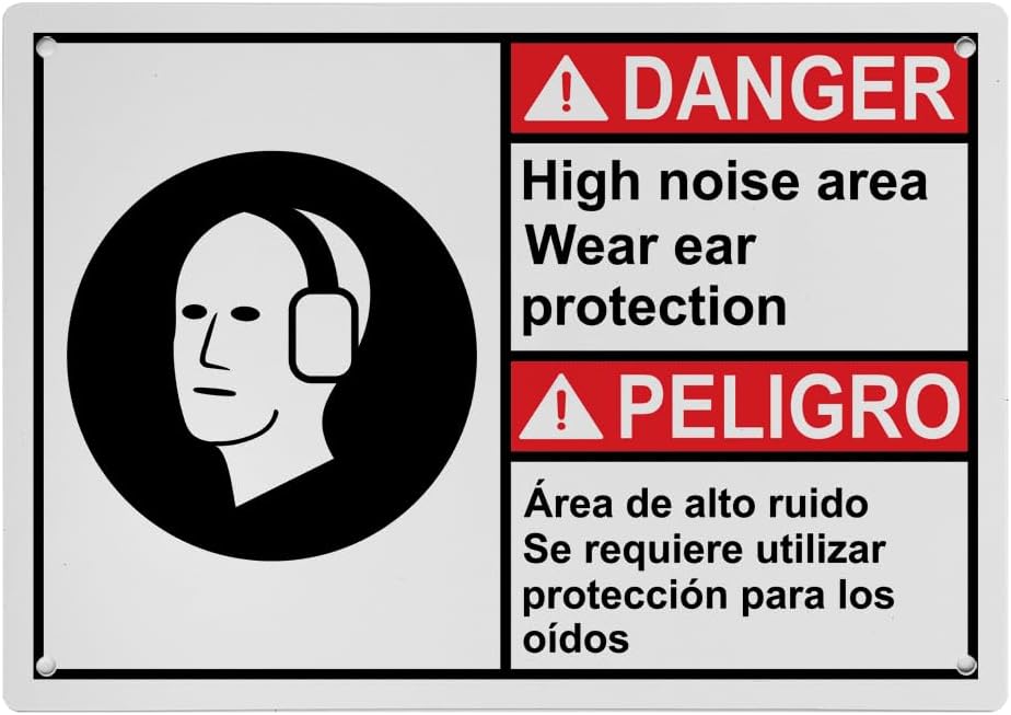 Weatherproof ANSI PPE Hearing Sign (High noise area Wear ear protection ...