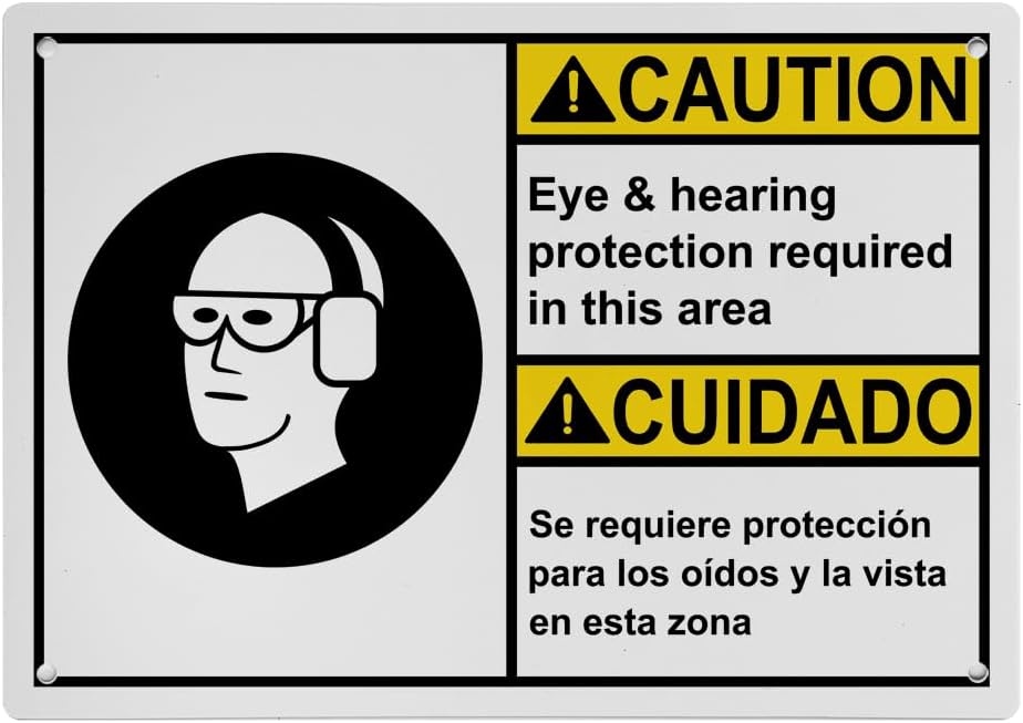 Weatherproof ANSI PPE Multiple Sign (Eye & hearing protection required ...