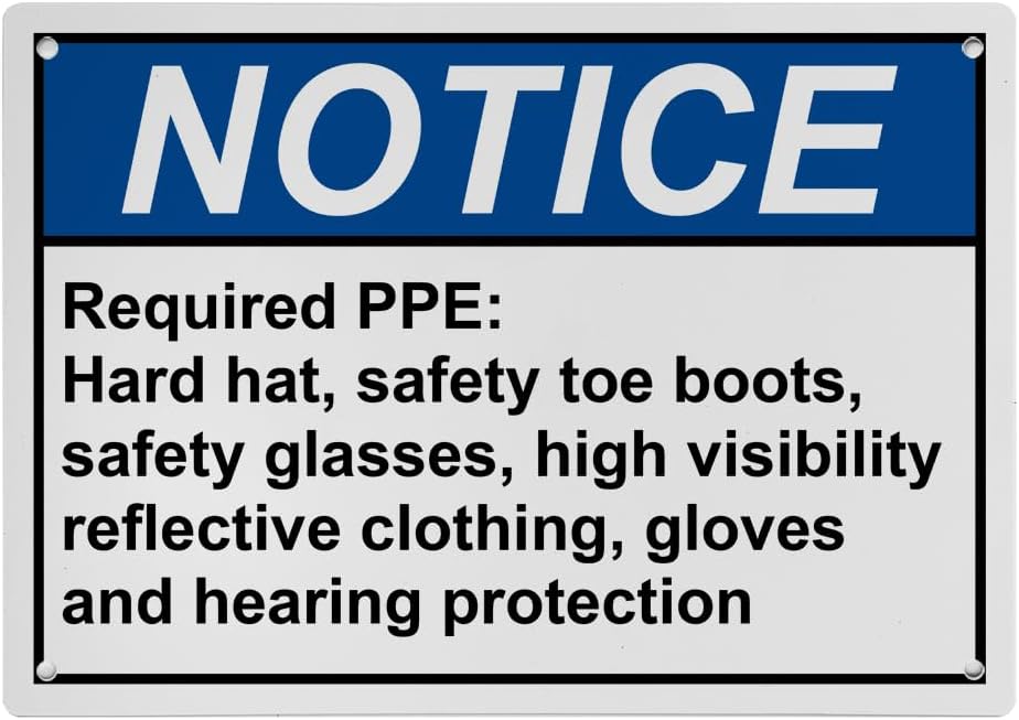 Weatherproof ANSI PPE Multiple Sign (Required PPE: Hard hat, safety toe ...