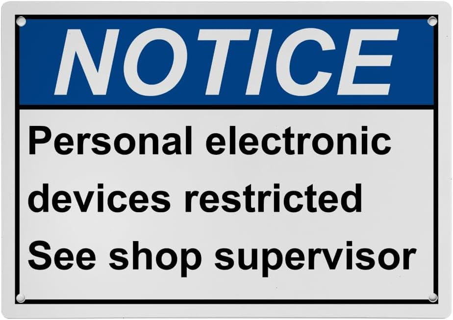 Weatherproof ANSI Policies Regulations Sign (Personal electronic ...