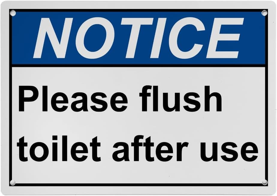 Weatherproof ANSI Restroom Etiquette Sign (Please flush toilet after ...