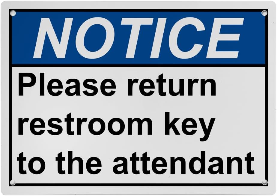 Weatherproof ANSI Restroom Etiquette Sign (Please return restroom key ...