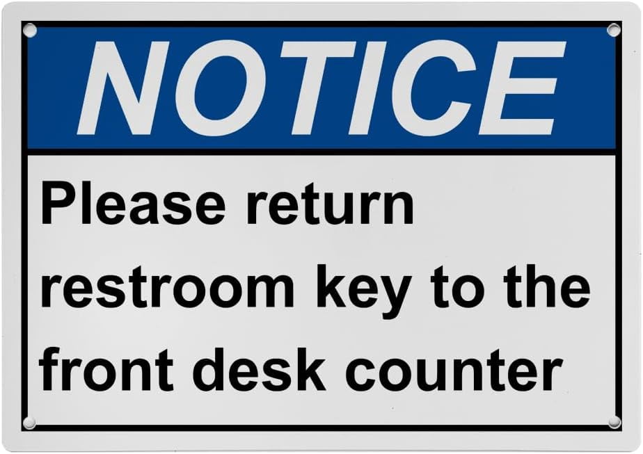 Weatherproof ANSI Restroom Etiquette Sign (Please return restroom key ...