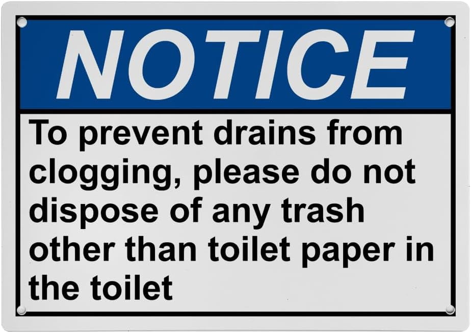Weatherproof ANSI Restroom Etiquette Sign (To prevent drains from ...