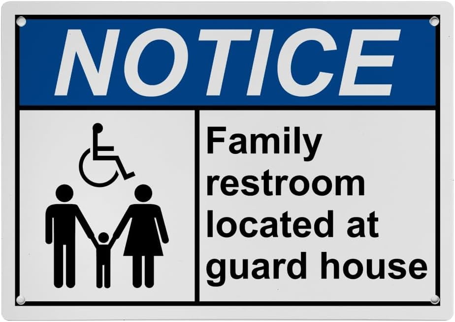 Weatherproof ANSI Restroom General Sign (Family restroom located at ...