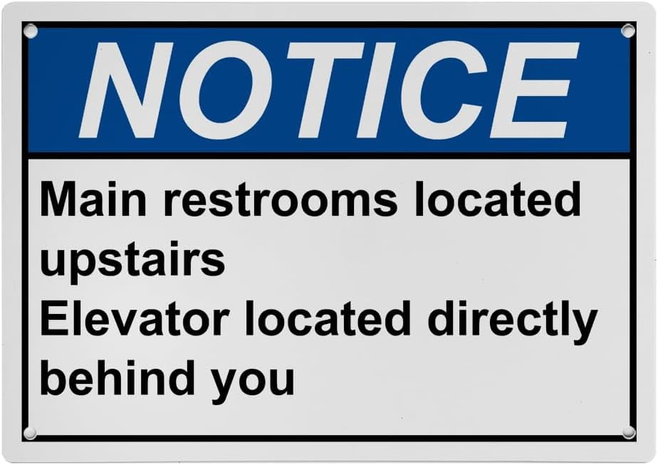 Weatherproof ANSI Restroom General Sign (Main restrooms located ...