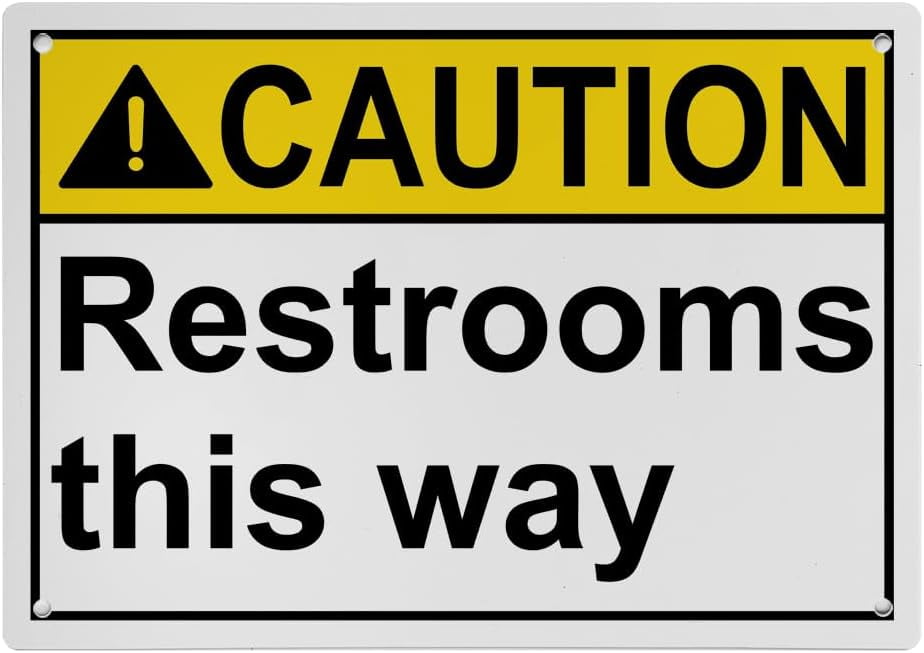 Weatherproof ANSI Restroom General Sign (Restrooms this way) 8 in" x 12 ...
