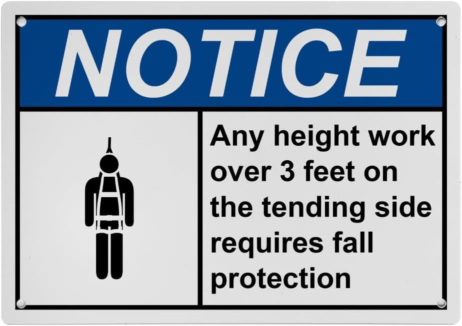 Weatherproof ANSI Safety Harness Sign (Any height work over 3 feet on ...