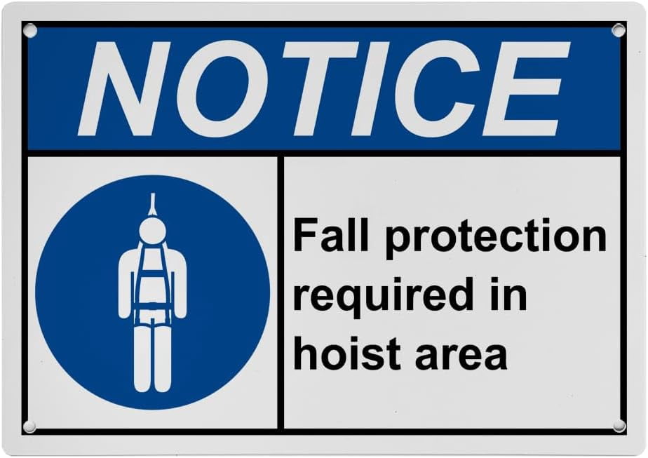 Weatherproof ANSI Safety Harness Sign (Fall protection required in ...