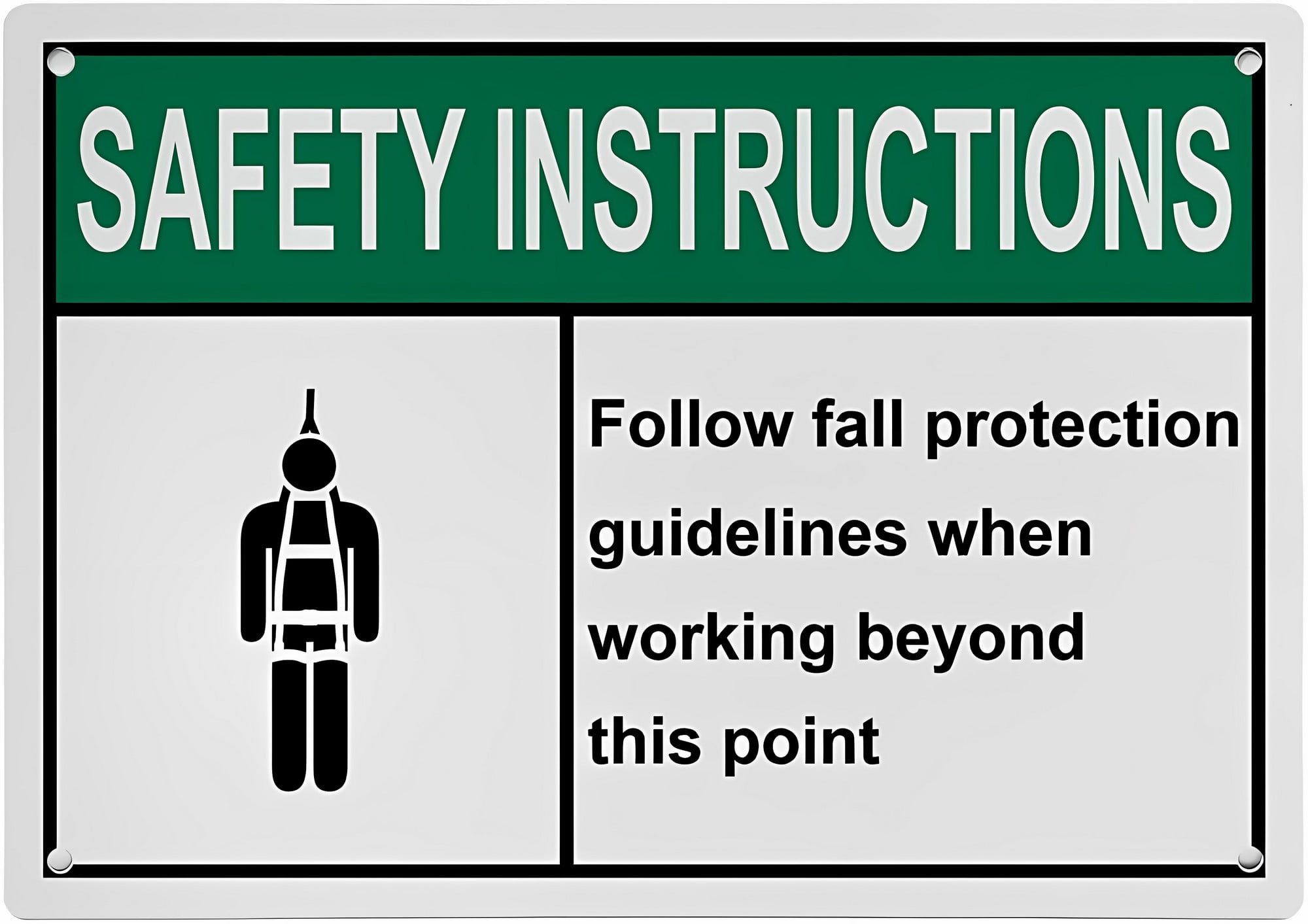 Weatherproof ANSI Safety Harness Sign (Follow fall protection ...