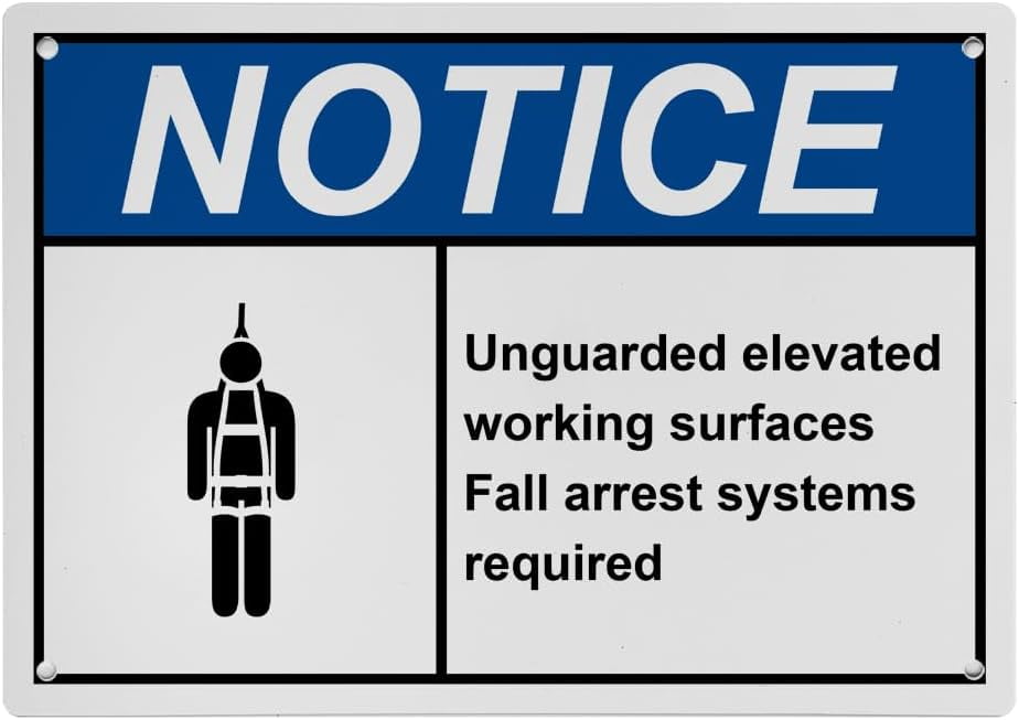 Weatherproof ANSI Safety Harness Sign (Unguarded elevated working ...