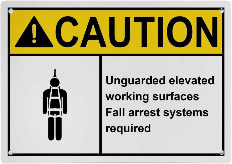 Weatherproof ANSI Safety Harness Sign (Unguarded elevated working ...
