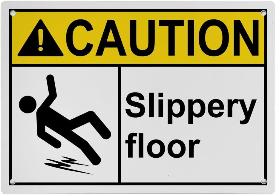 Weatherproof ANSI Slippery When Wet Sign (Slippery floor) 8 in" x 12 in ...