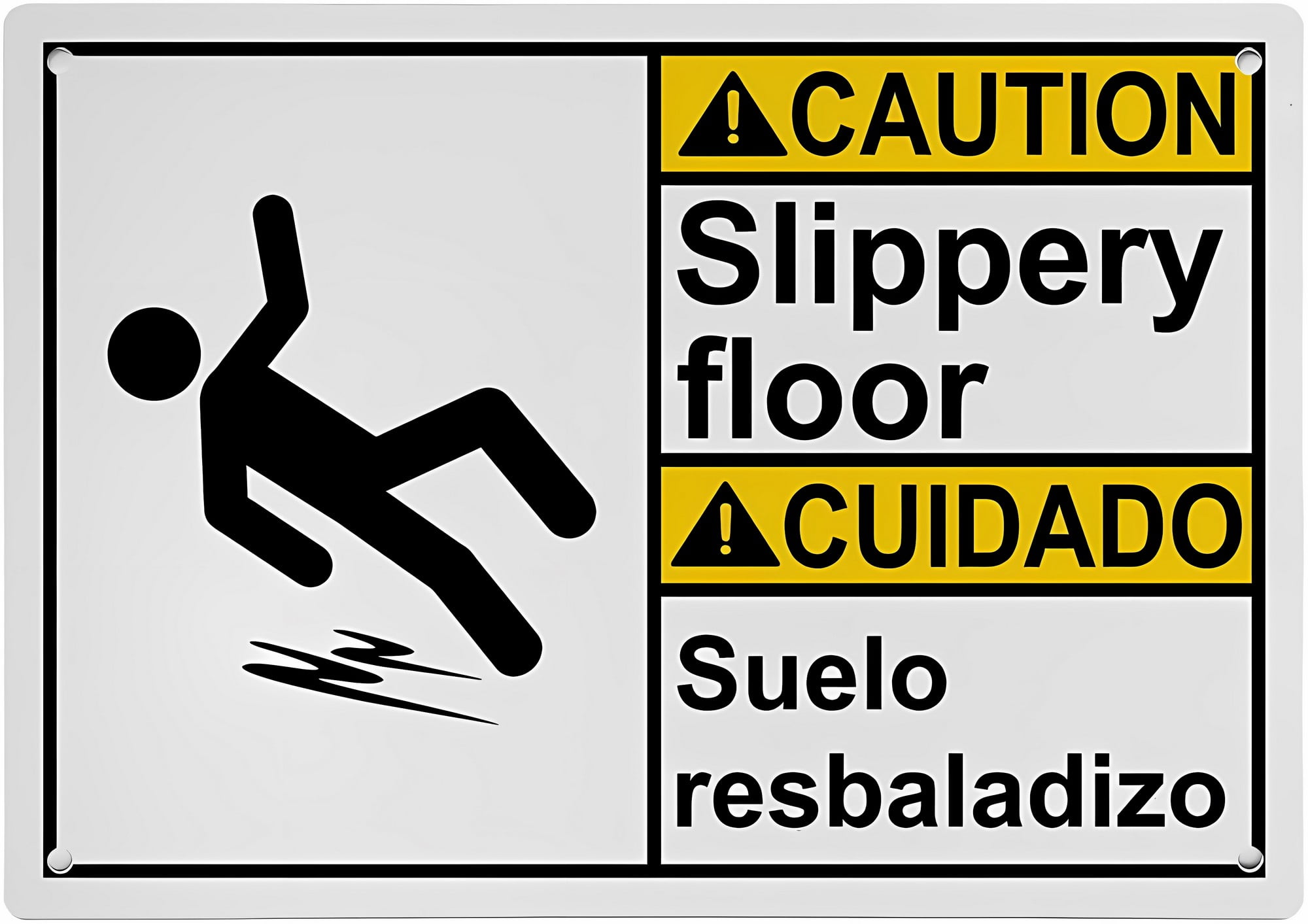 Weatherproof ANSI Slippery When Wet Sign (Slippery floor - Suelo ...