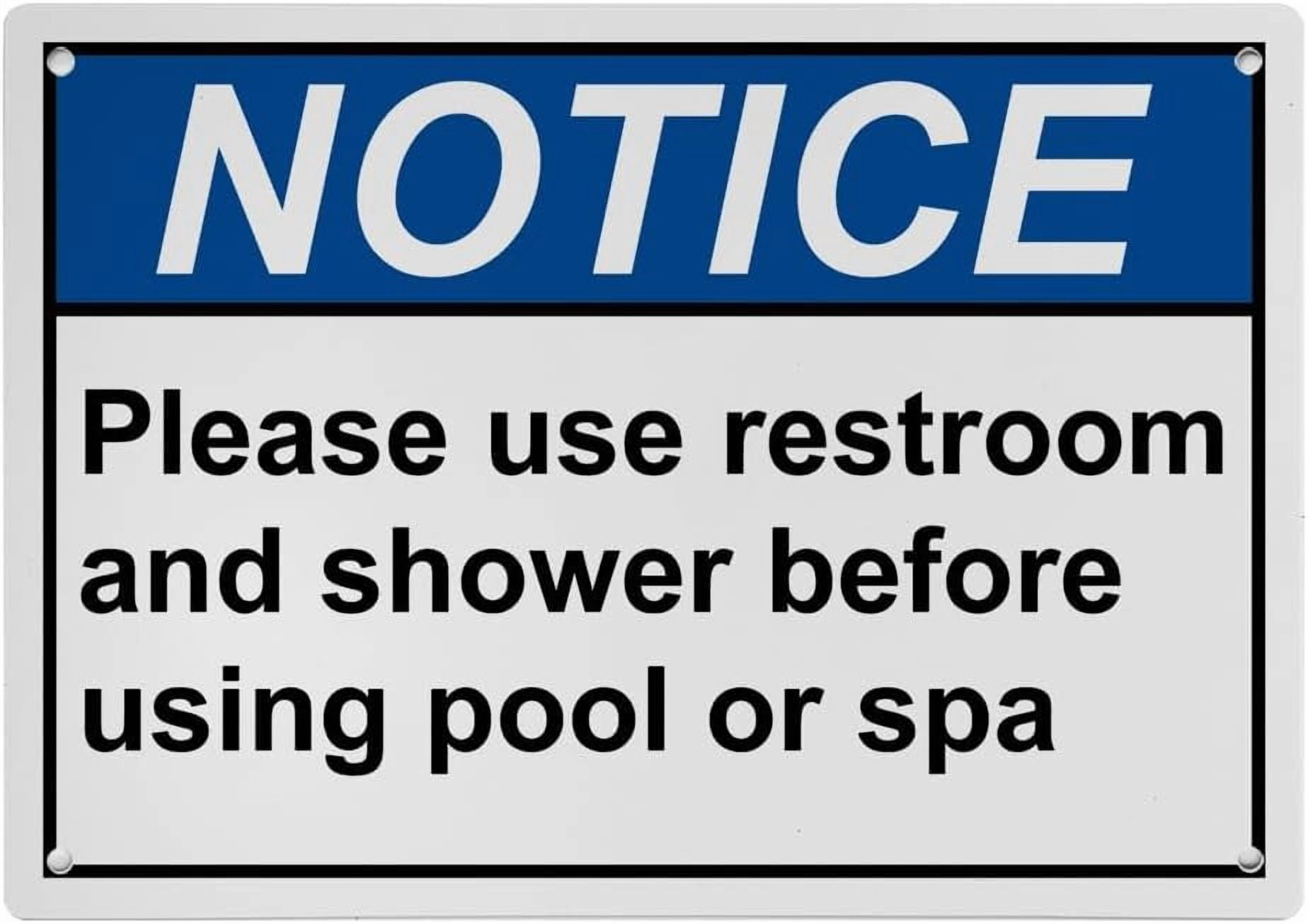 Weatherproof ANSI Swimming Pool Sign (Please use restroom and shower ...