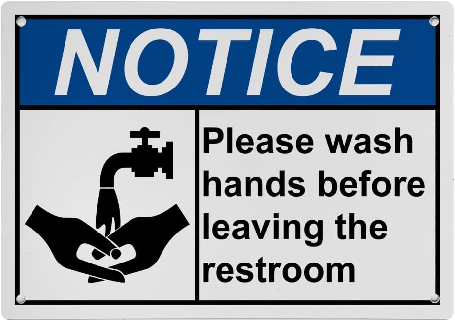 Weatherproof ANSI Wash Hands Sign (Please wash hands before leaving the ...