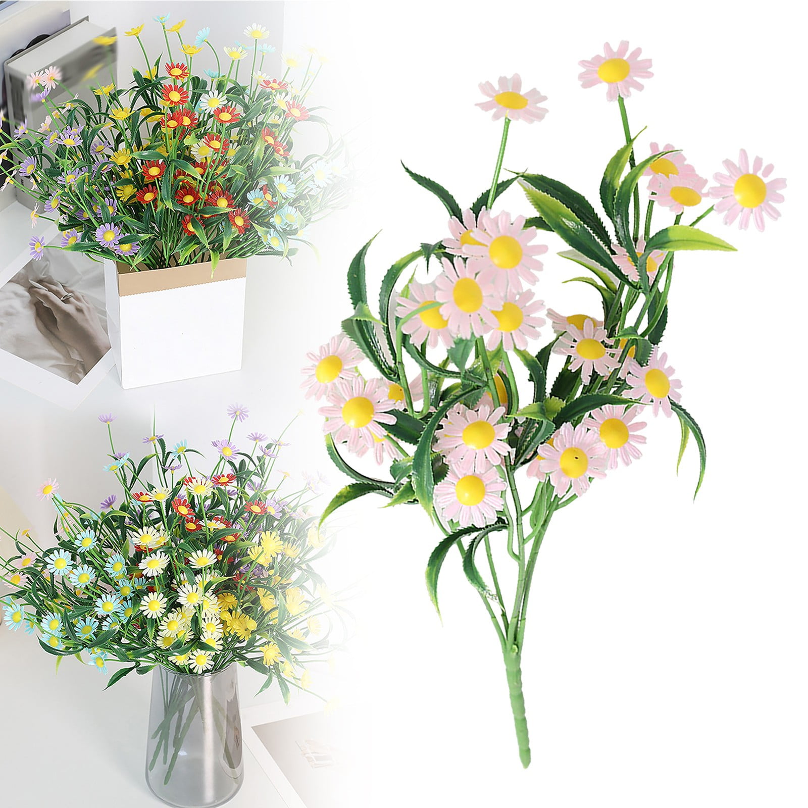 Weatherproof Artificial Flowers Outdoor & Indoor - 7 Bunches Realistic ...