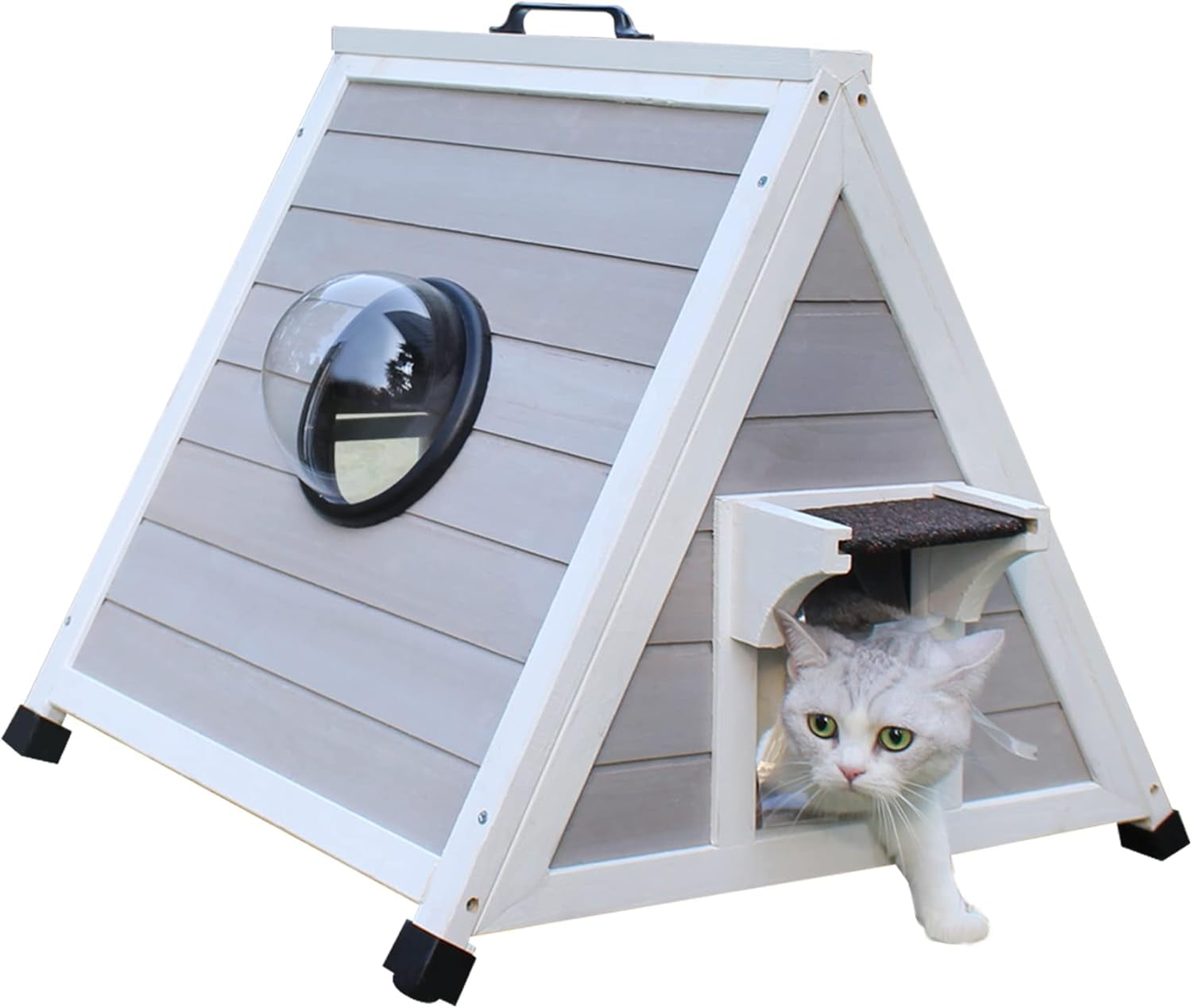 Outdoor Cat House for Feral Cats, Weatherproof Wooden Cat House for ...