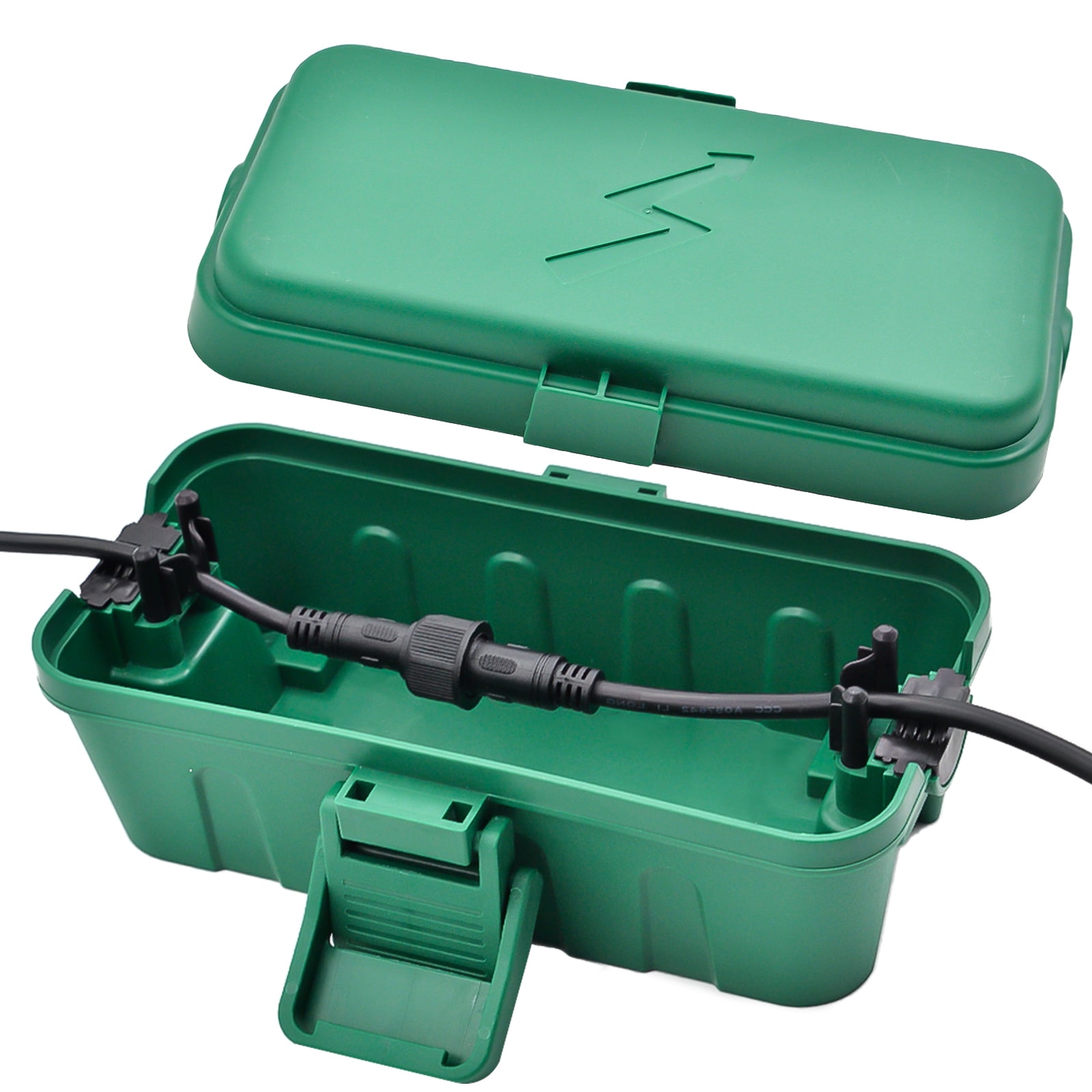 Hrensaw Weatherproof Electrical Connection Box 12 Gauge 7.87" Green 2 Outlets Outdoor Extension ...