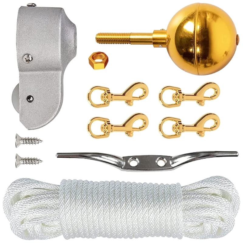 Weatherproof Flagpole Accessories For 2-2.6inch Poles 50ft Cord Metal ...
