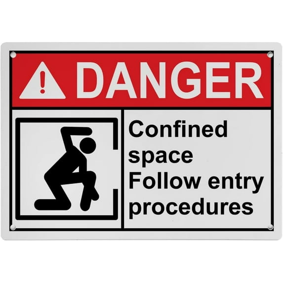 Weatherproof Horizontal ANSI Confined Space Sign (Confined space Follow ...