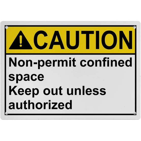 Weatherproof Horizontal ANSI Confined Space Sign (Non-permit confined ...