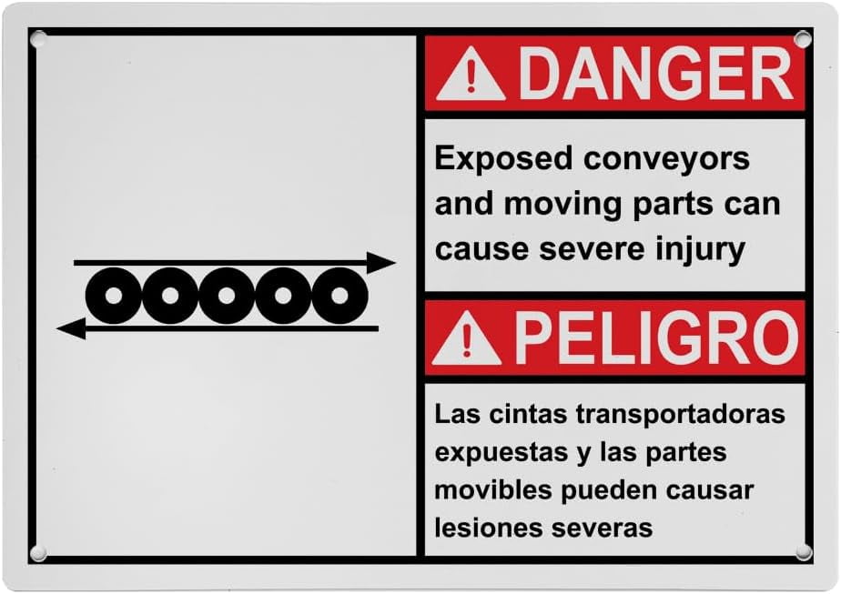 Weatherproof Horizontal ANSI Conveyor Sign- Size 8 in" x 12 in" - UV ...