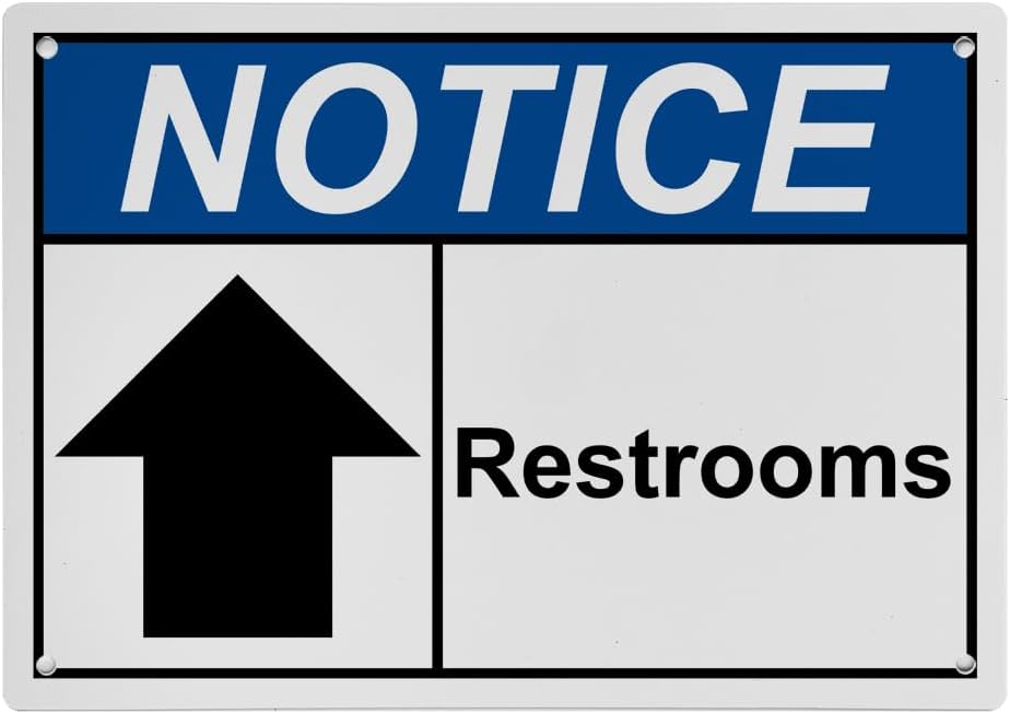 Weatherproof Horizontal ANSI Directional Sign (Restrooms [up arrow]) 8 ...