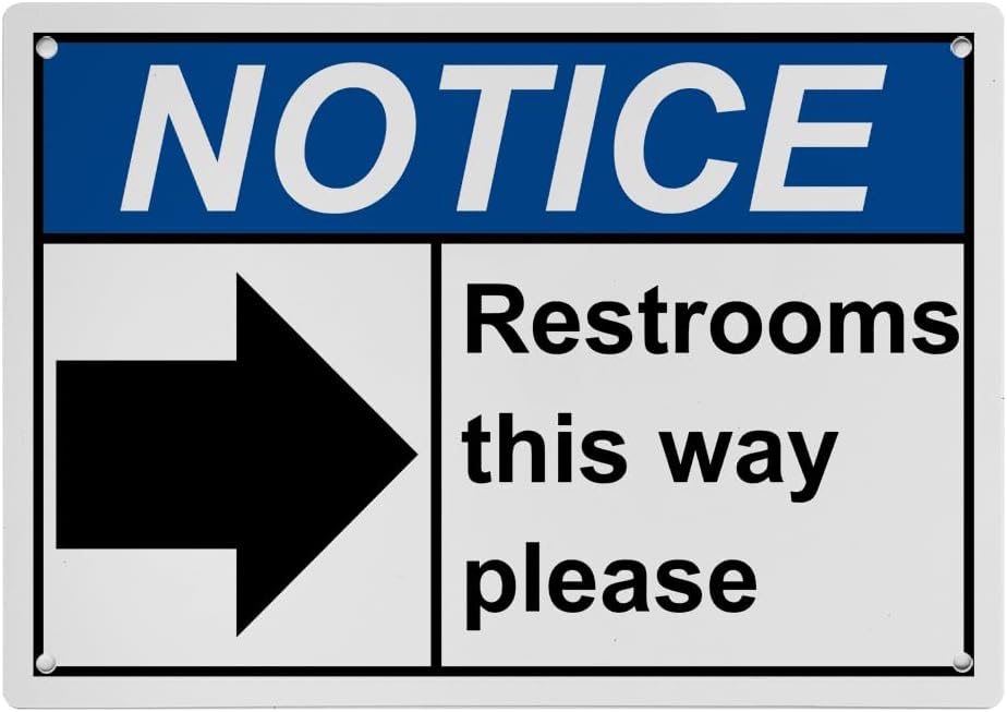 Weatherproof Horizontal ANSI Directional Sign (Restrooms this way ...