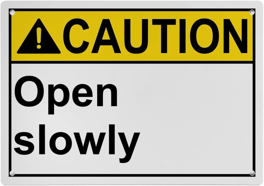 Weatherproof Horizontal ANSI Exit Gates or Doors Sign (Open slowly) 8 ...